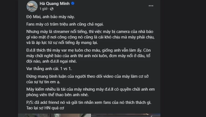 Nhà báo Hà Quang Minh phốt Độ Mixi văn hóa ứng xử trên mạng xã hội | Home - Ngôi nhà online của bạn